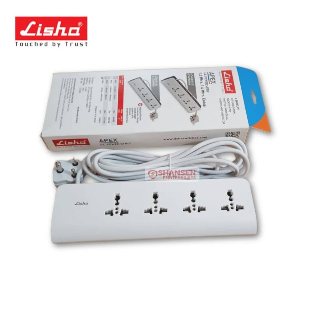 Lisha Power Strip with 4 Mtr Power cord - Fuses and contactors