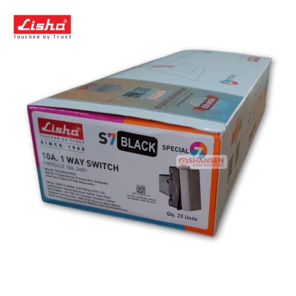Lisha 10A 1 Way Switch Black - Fuses and contactors